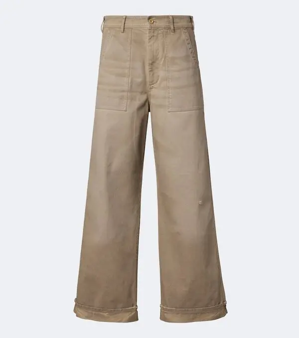 Acne Studios Cotton Twill Wide-leg Pants - Beige