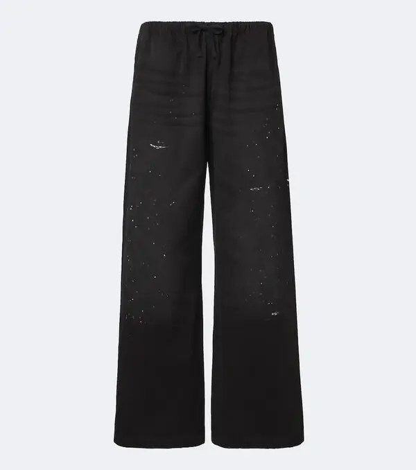 Acne Studios Cotton Twill Wide-leg Pants - Black