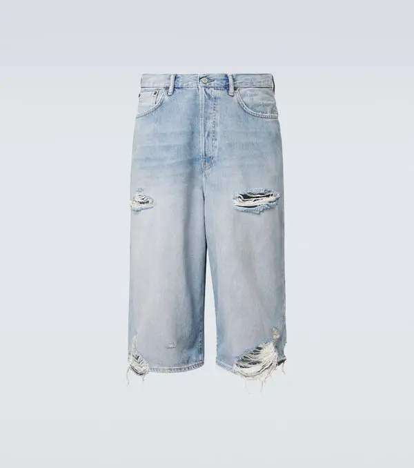 Acne Studios Distressed Denim Bermuda Shorts - Blue