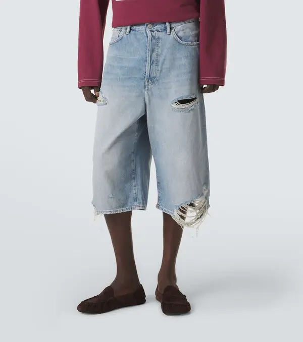 Acne Studios Distressed Denim Bermuda Shorts