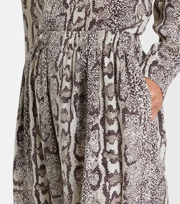 Balenciaga Snake-print Silk Palazzo Pants - Beige