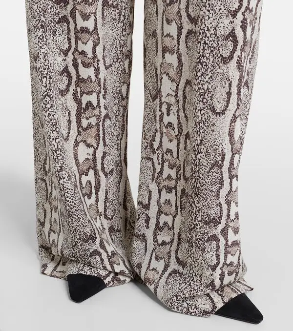 Balenciaga Snake-print Silk Palazzo Pants - Beige