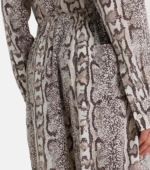 Balenciaga Snake-print Silk Palazzo Pants - Beige