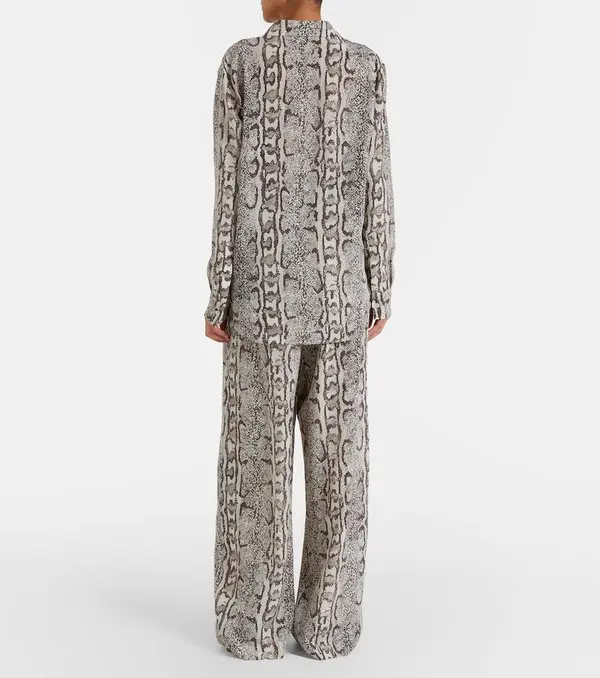 Balenciaga Snake-print Silk Palazzo Pants - Beige
