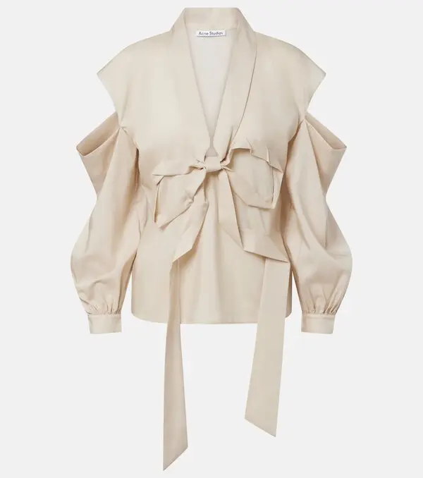 Acne Studios Bow-detail Cutout Blouse - Beige