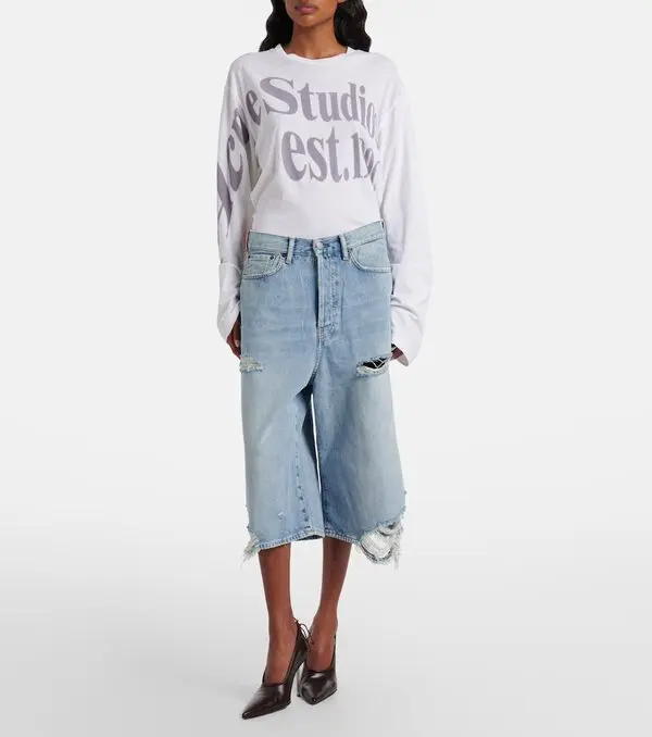 Acne Studios Distressed Denim Bermuda Shorts