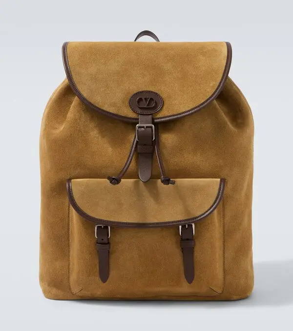 Valentino Garavani Vlogo Suede Backpack - Beige