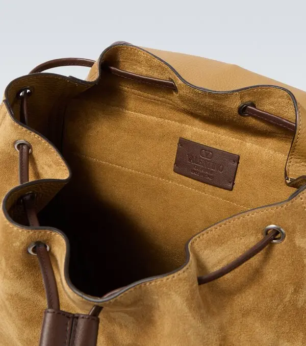 Valentino Garavani Vlogo Suede Backpack - Beige