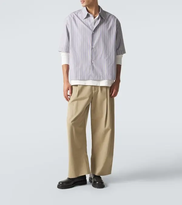 Studio Nicholson Sorte Cotton Wide-leg Pants - Beige