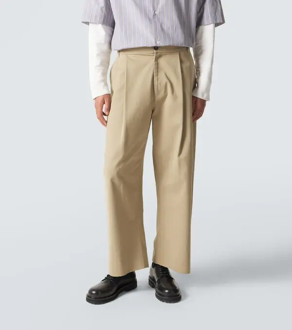 Studio Nicholson Sorte Cotton Wide-leg Pants - Beige