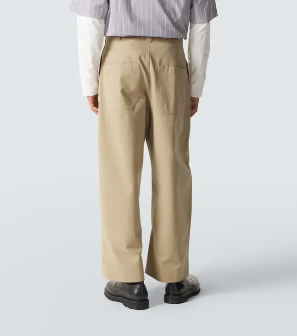 Studio Nicholson Sorte Cotton Wide-leg Pants - Beige