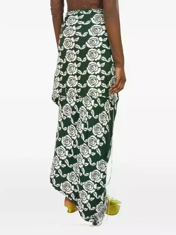 LOUISE LYNGH BJERREGAARD Floral Intarsia Midi Skirt