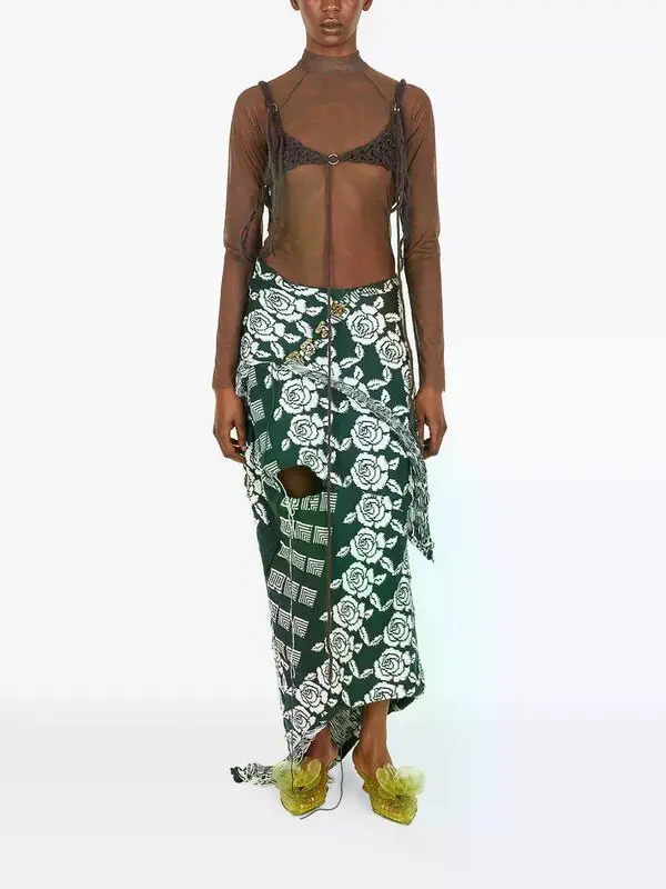 LOUISE LYNGH BJERREGAARD Sheer Graphic Logo Mock Neck Top