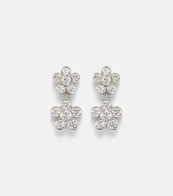 Ileana Makri Blossom Daisy Duo 18kt White Gold Earrings With Diamonds - Silver