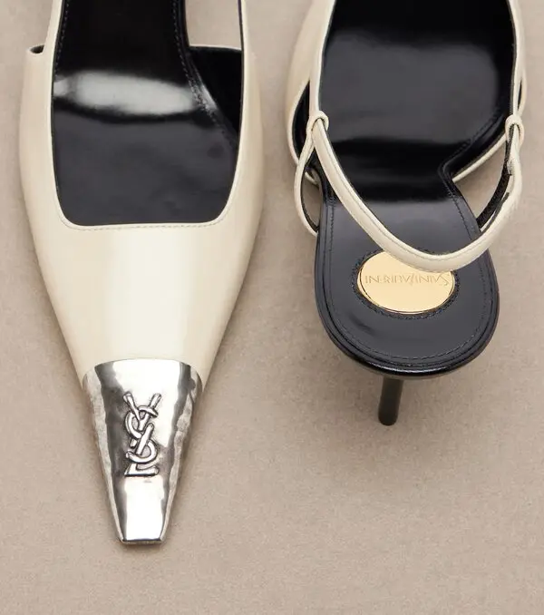 Saint Laurent Jeanne Slingback Pumps - Beige