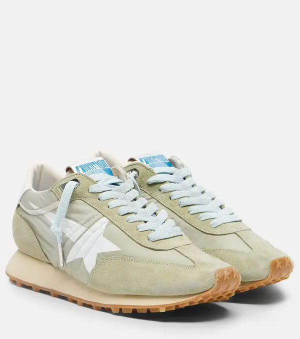 GOLDEN GOOSE Running Marathon Suede-trimmed Sneakers - Green