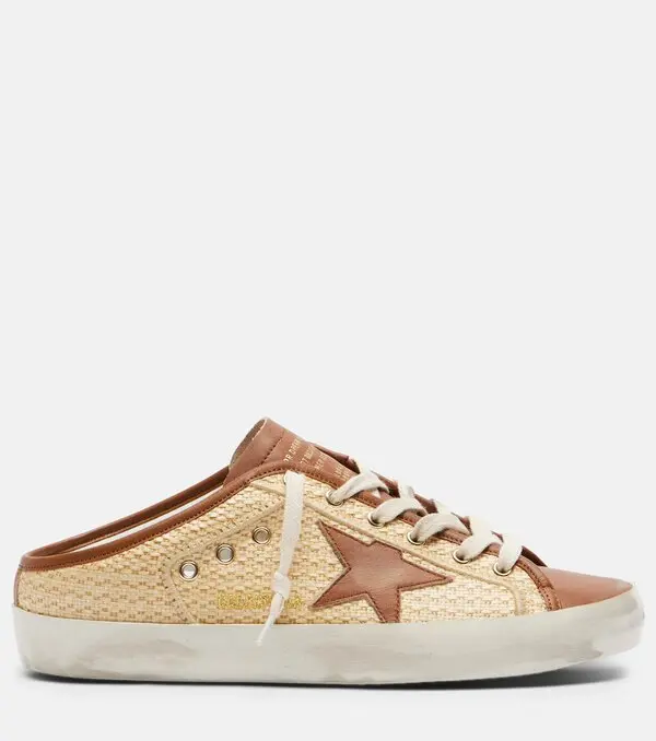 GOLDEN GOOSE Super-star Raffia And Leather Mules
