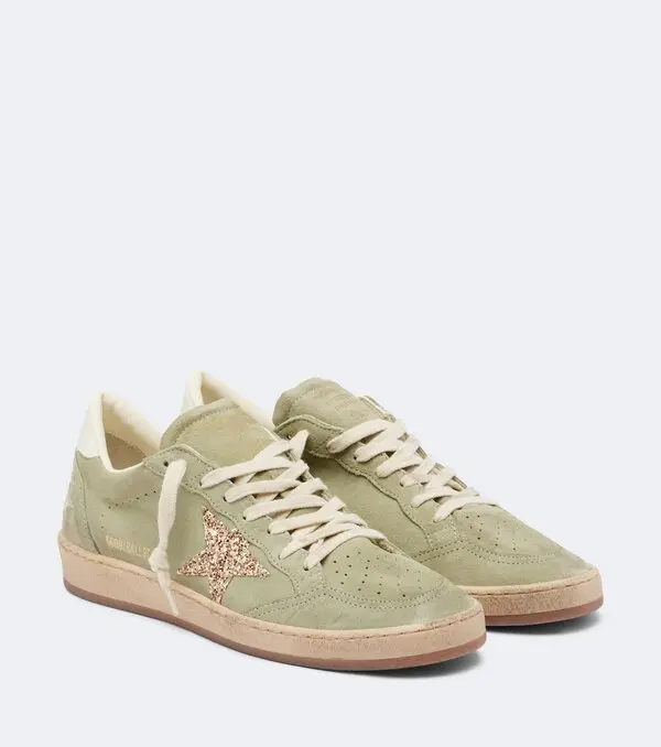 GOLDEN GOOSE Ball Star Glitter Suede Sneakers - Green