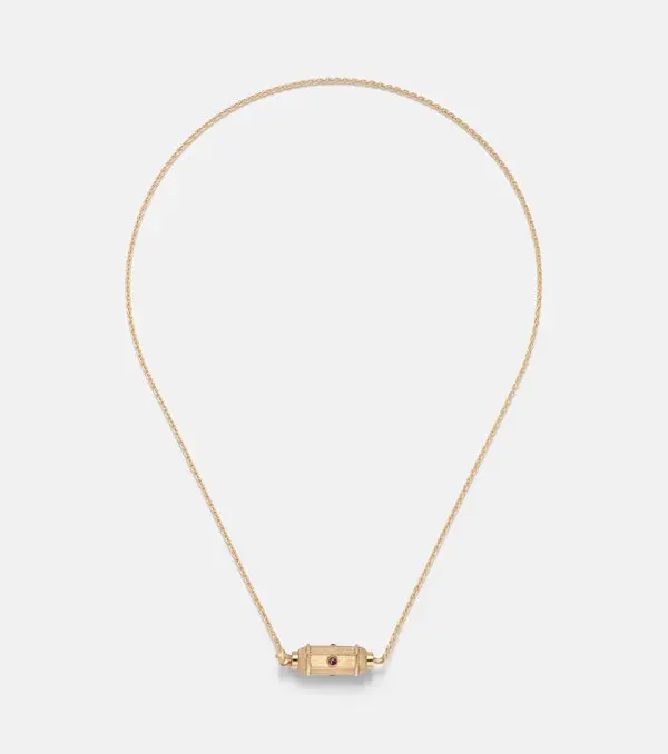 MARIE LICHTENBERG 18kt Yellow Micro Locket Necklace With Rubies - Gold