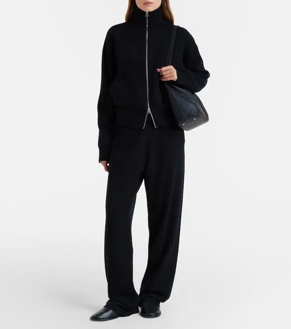 Extreme Cashmere N°320 Rush Cashmere-blend Wide-leg Pants - Black