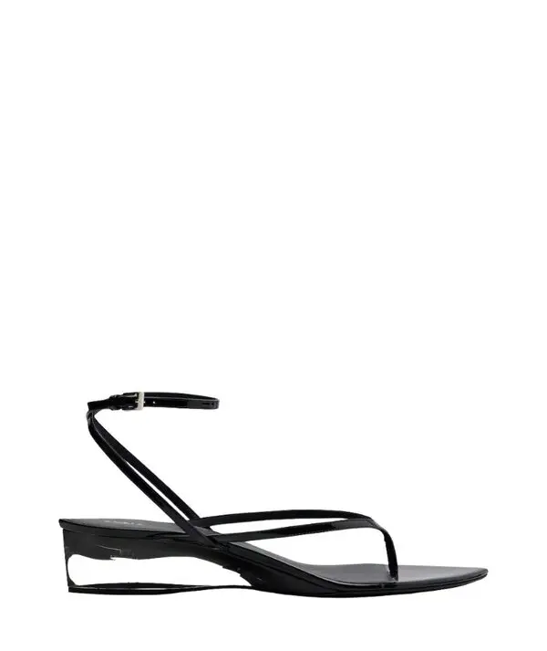 Alaïa Patent Leather Thong Sandals - Black