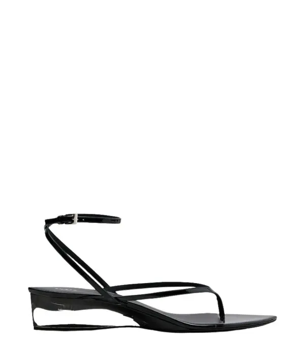 Alaïa Patent Leather Thong Sandals - Black