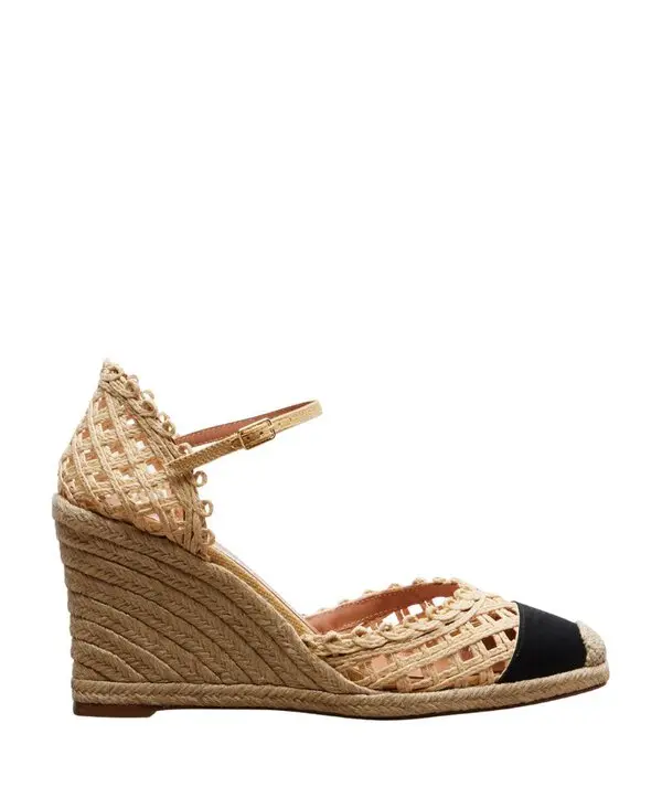 AQUAZZURA Sunburst Raffia Espadrille Wedges - Beige