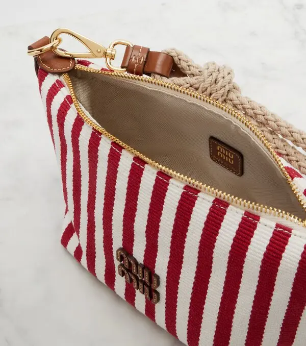 Miu Miu Striped Canvas Top-handle Bag