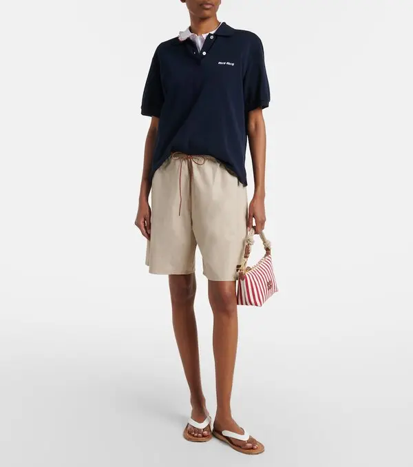 Miu Miu Striped Canvas Top-handle Bag