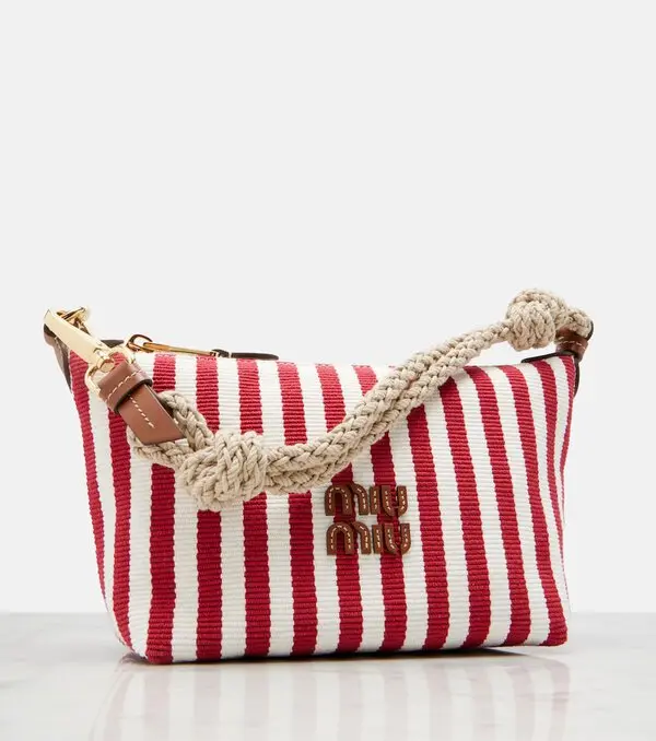 Miu Miu Striped Canvas Top-handle Bag