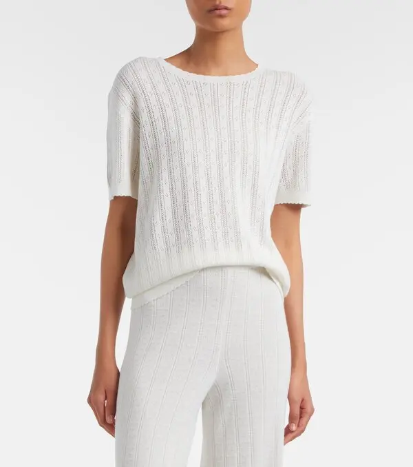 LISA YANG Suyin Pointelle Cotton And Cashmere Sweater