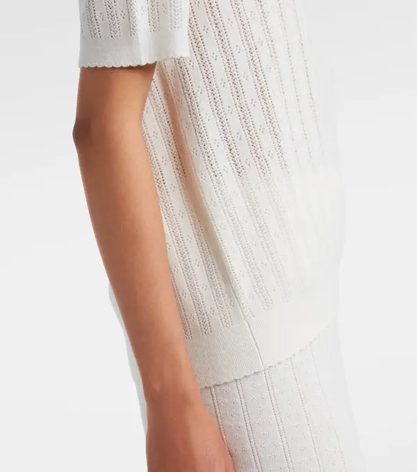 LISA YANG Suyin Pointelle Cotton And Cashmere Sweater