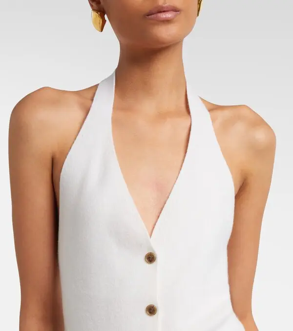 LISA YANG Immy Halterneck Cashmere Vest - White