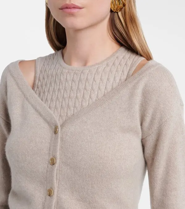 LISA YANG Cashmere V-neck Cardigan - Beige