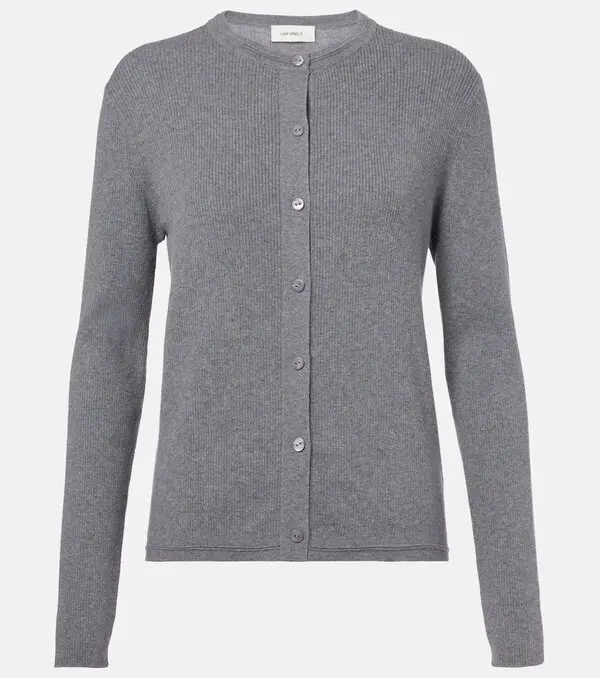 LISA YANG Ribbed-knit Cotton And Cashmere Cardigan - Grey