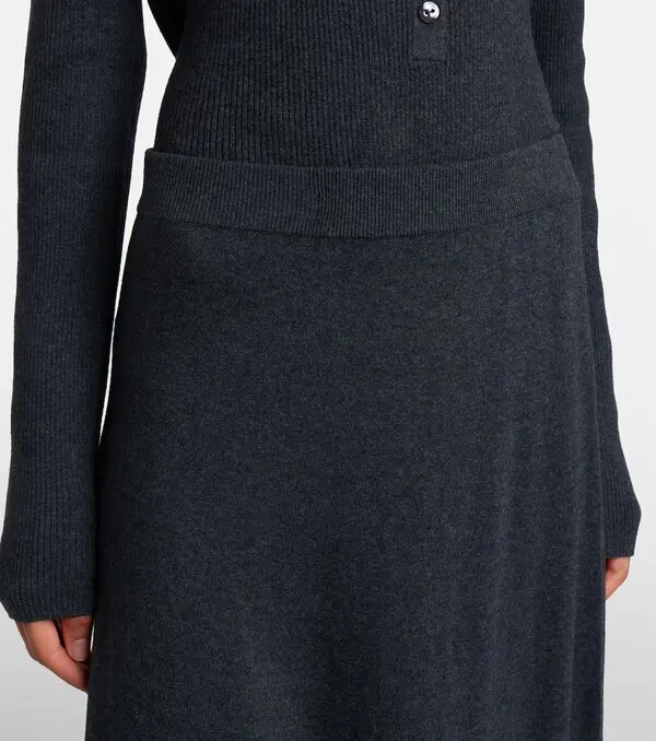 LISA YANG Adrienne Cotton And Cashmere Midi Skirt - Grey