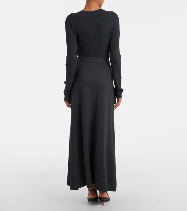 LISA YANG Adrienne Cotton And Cashmere Midi Skirt - Grey