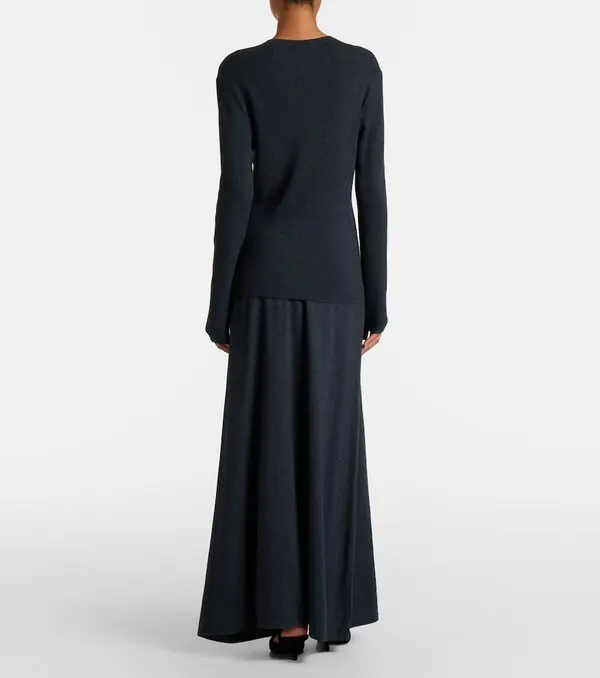 LISA YANG Adrienne Cotton And Cashmere Midi Skirt - Grey