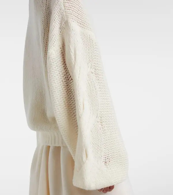 LISA YANG Runi Open-knit Cashmere And Silk Sweater - White