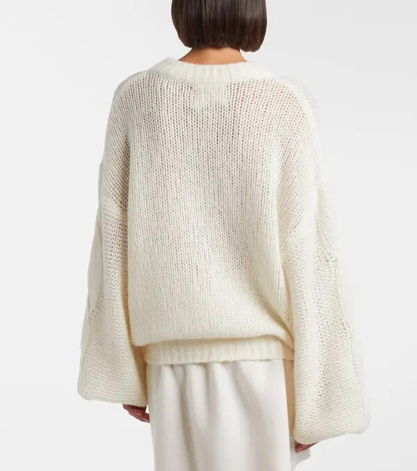 LISA YANG Runi Open-knit Cashmere And Silk Sweater - White