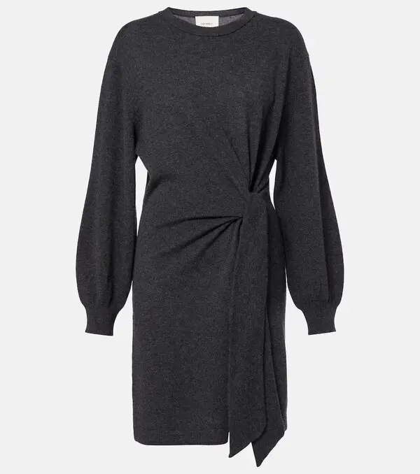 LISA YANG Gabrielle Gathered Cashmere Sweater Dress - Grey