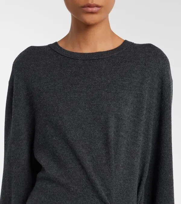 LISA YANG Gabrielle Gathered Cashmere Sweater Dress - Grey