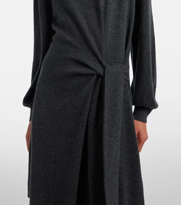 LISA YANG Gabrielle Gathered Cashmere Sweater Dress - Grey