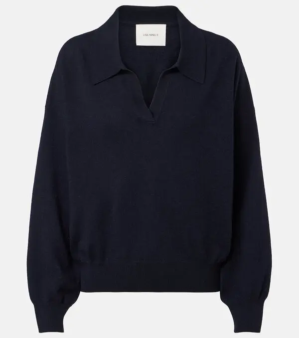 LISA YANG Katriel Cashmere Polo Sweater - Blue