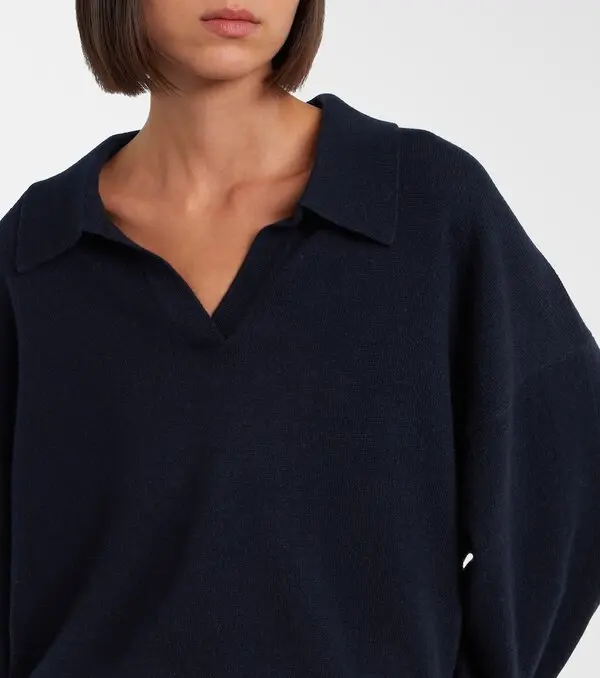 LISA YANG Katriel Cashmere Polo Sweater - Blue