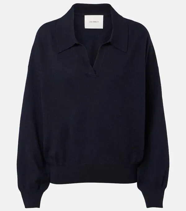LISA YANG Katriel Cashmere Polo Sweater - Marine