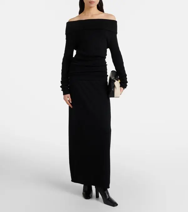 LISA YANG Cotton And Cashmere Maxi Skirt - Black