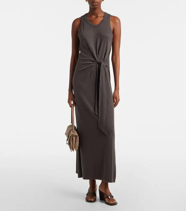 LISA YANG Angeline Cotton And Cashmere Maxi Dress - Brown