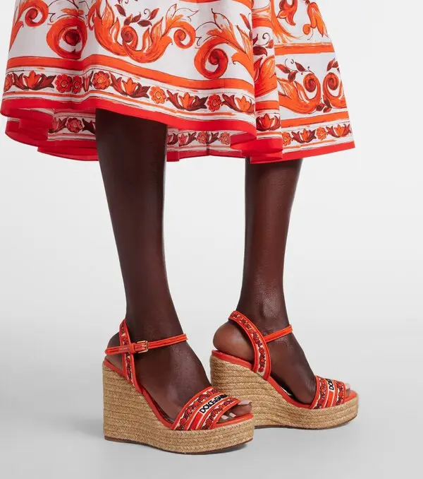 Dolce & Gabbana Embroidered Floral Espadrille Wedges