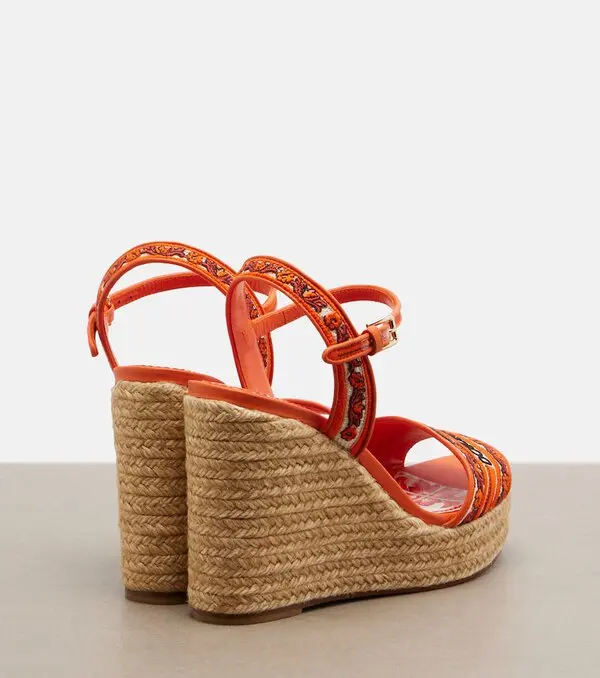 Dolce & Gabbana Embroidered Floral Espadrille Wedges